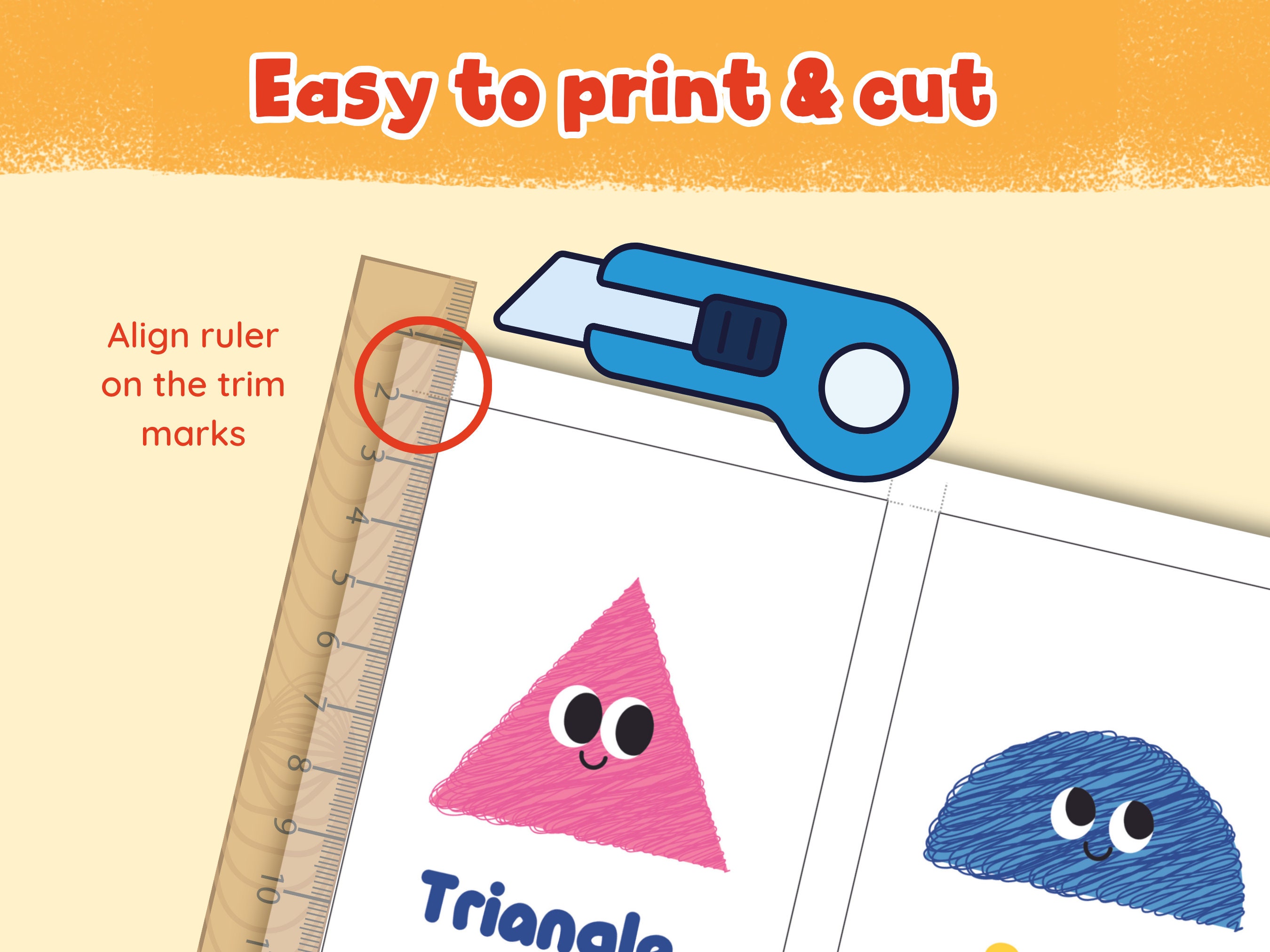 Fun Shapes Flashcards Preschool Material Geometric Flash Cards ...