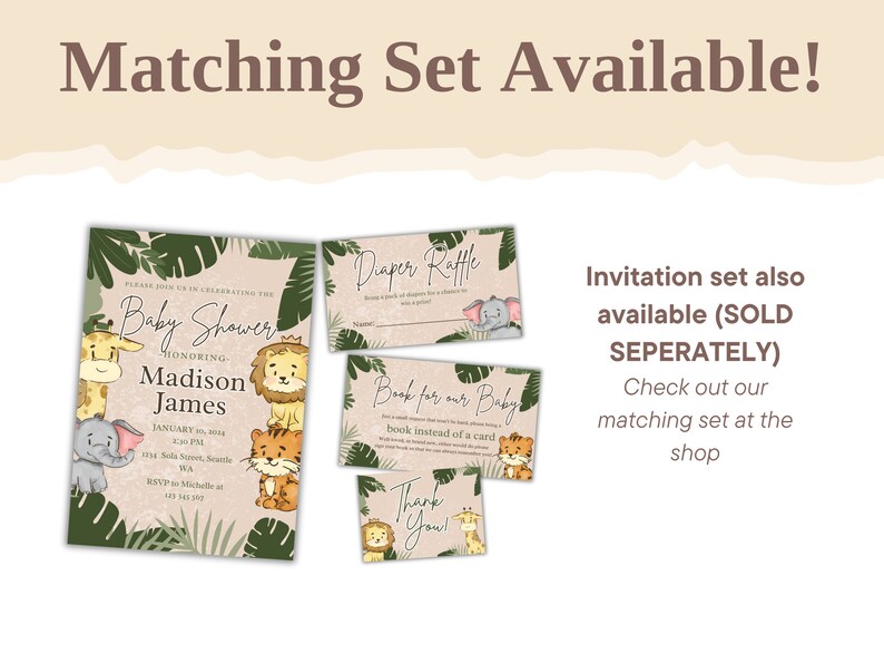 Welcome Party Sign Baby Shower Jungle Safari Theme Template Editable in ...