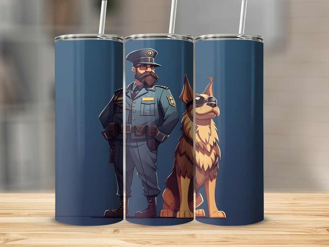 Cartoon Police K9 Tumbler Wrap, Personalized Police K9 Gift, Police Dog ...