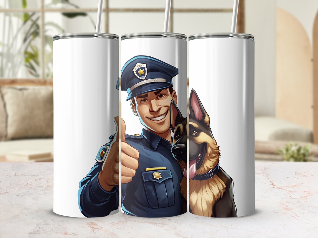 Cartoon Police K9 Tumbler, K9 Gifts for Police Officer, Police Dog ...