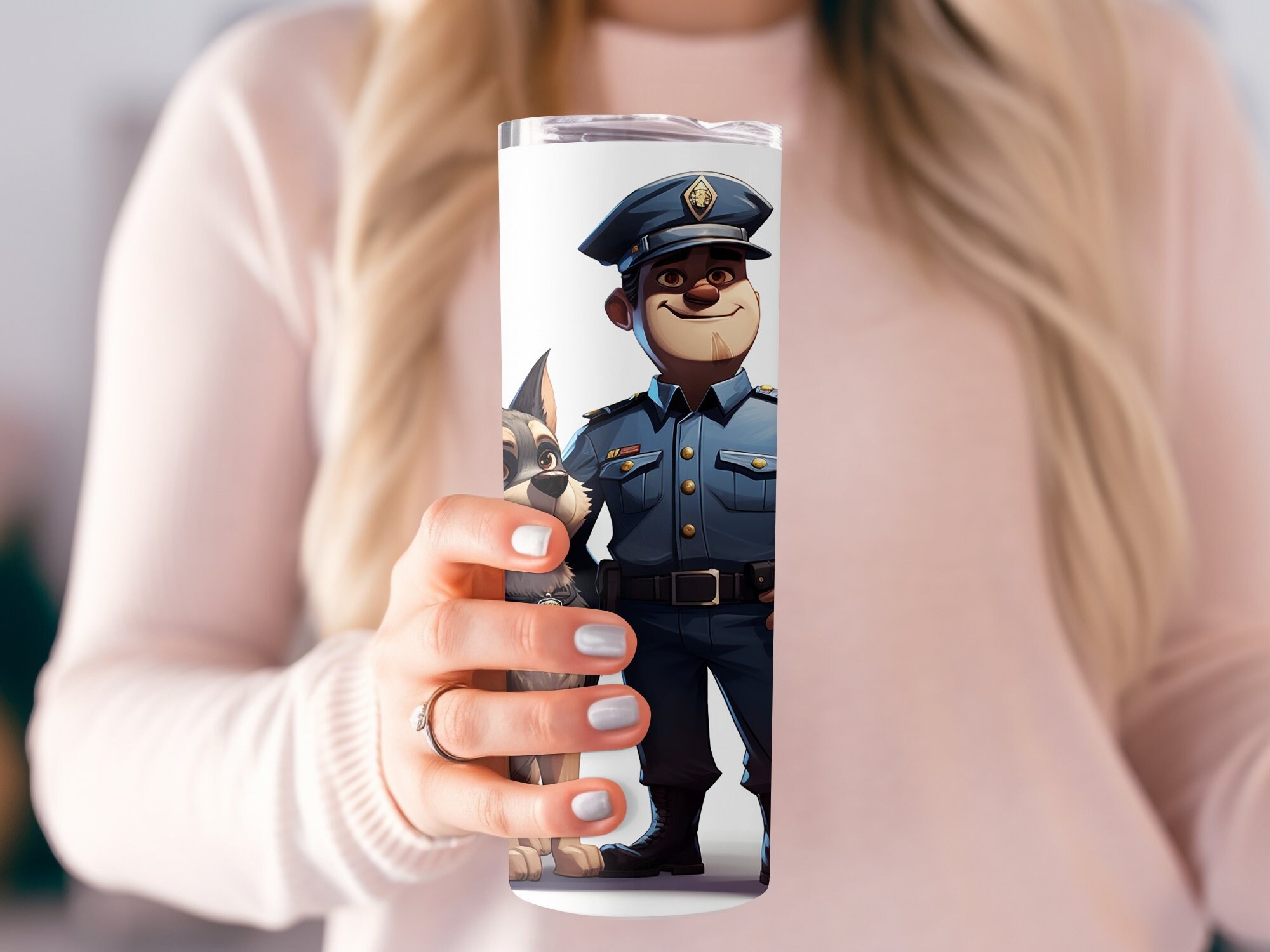 Cartoon Police K9 Tumbler, K9 Officers Dog Tumbler Personalized, Dog ...