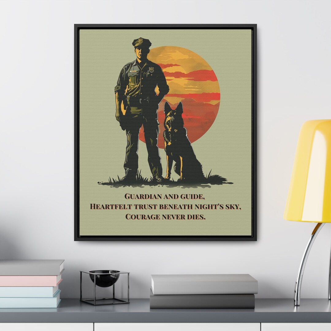 Guardians of Courage: Vintage Police Dog and Officer Canvas Wraps ...