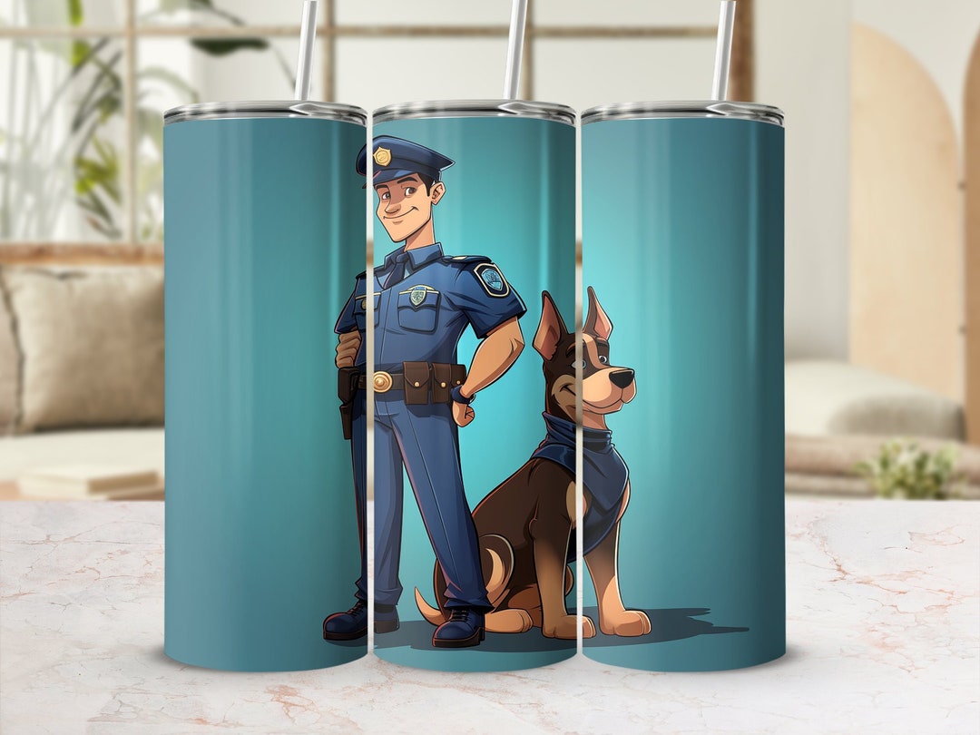 Cartoon Police K9 Tumbler, K9 Officer Tumbler Personalized, Police ...