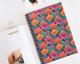 Light Spring Flowers Floral Spiral Notebook Ruled Line - Etsy