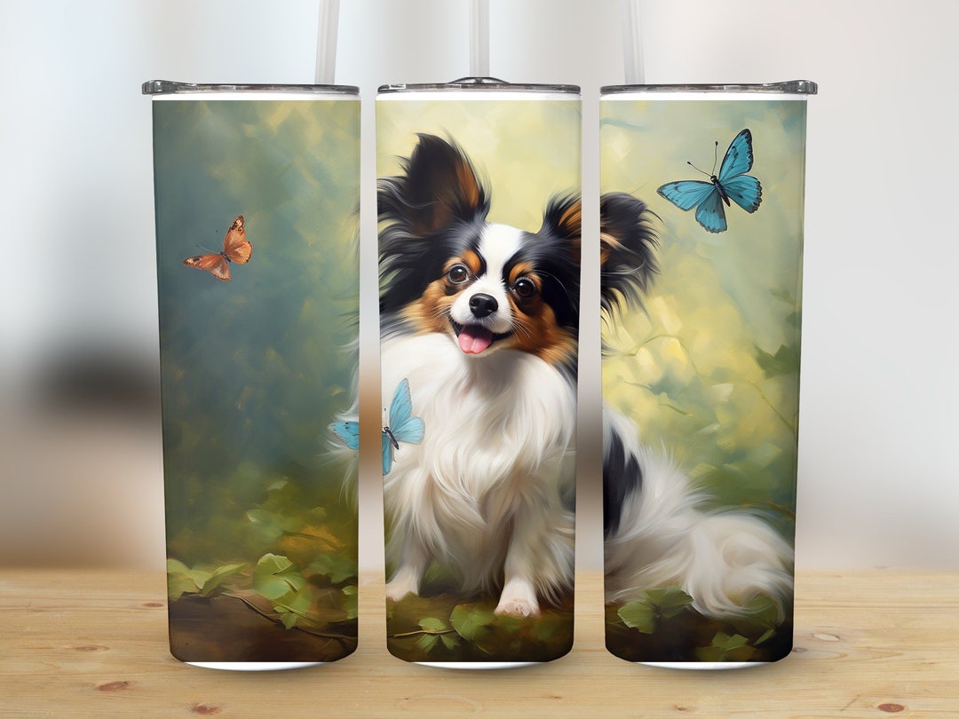 Cute Papillon Tumbler, 20 Oz Skinny Tumbler, Custom Papillon Gift for ...