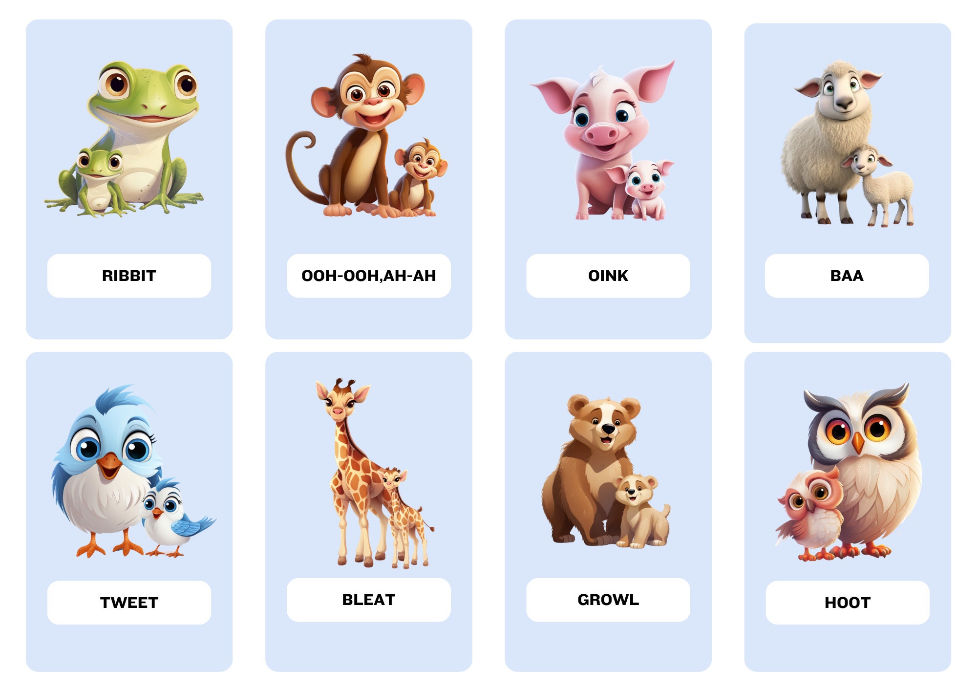 Flash Cards for Kids Animal Sounds Flash Cards Educational - Etsy