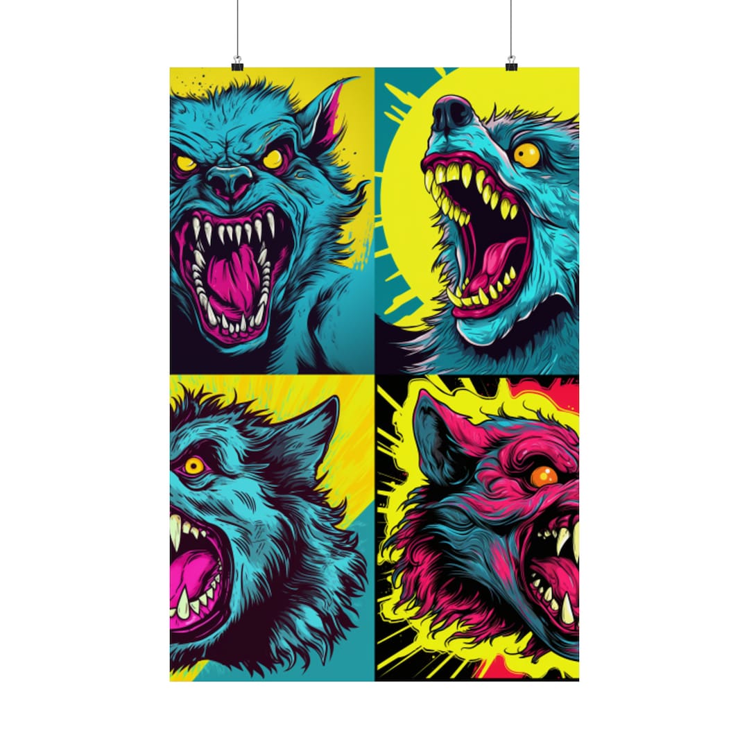 Werewolf Pop Art Matte Vertical Posters Halloween Poster - Etsy