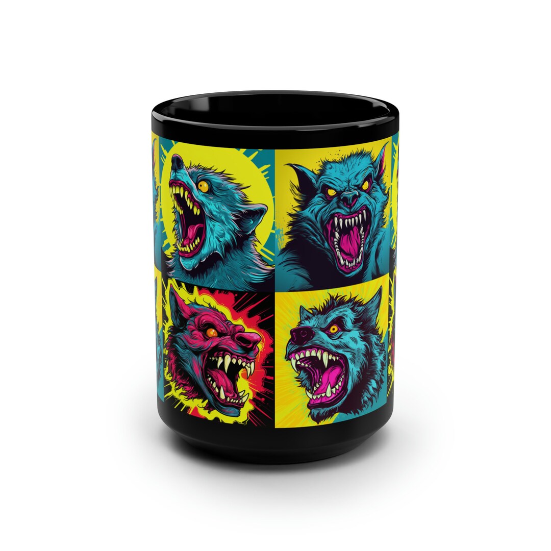 Black Mug, 15oz Werewolf Pop Art Halloween, Design on Both Sides - Etsy