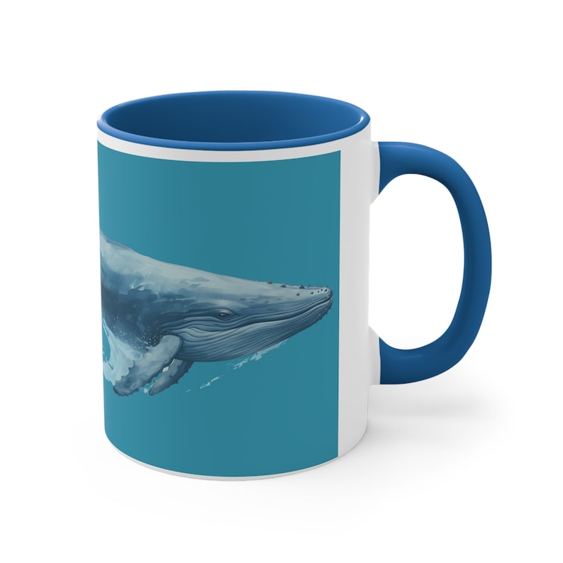Blue Whale Duo Serenity: Eco-friendly 11oz. Accent Coffee Mug, Whales ...
