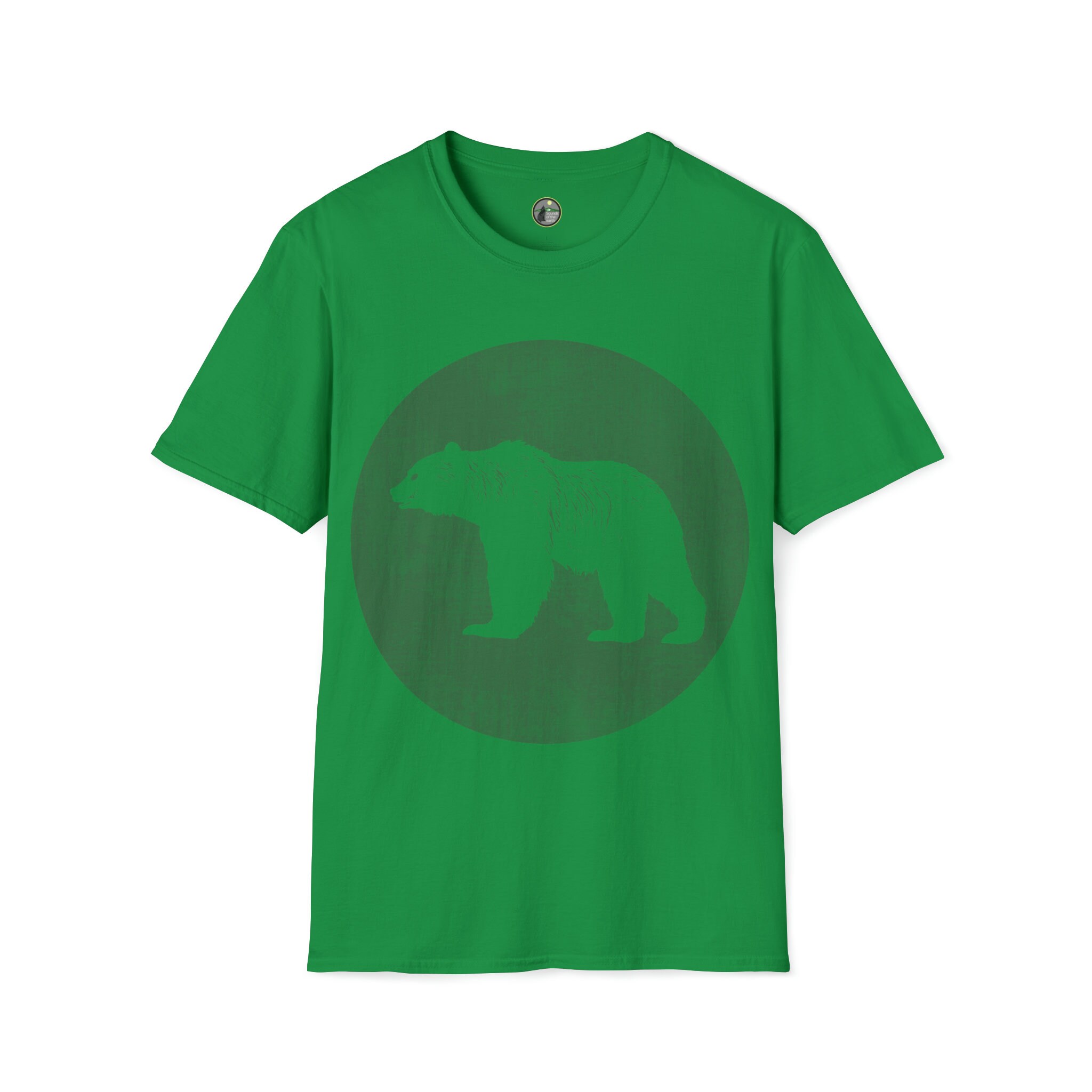Grunge Bear in Green Circle. T-shirt Unisex Softstyle. Gift for Wild ...