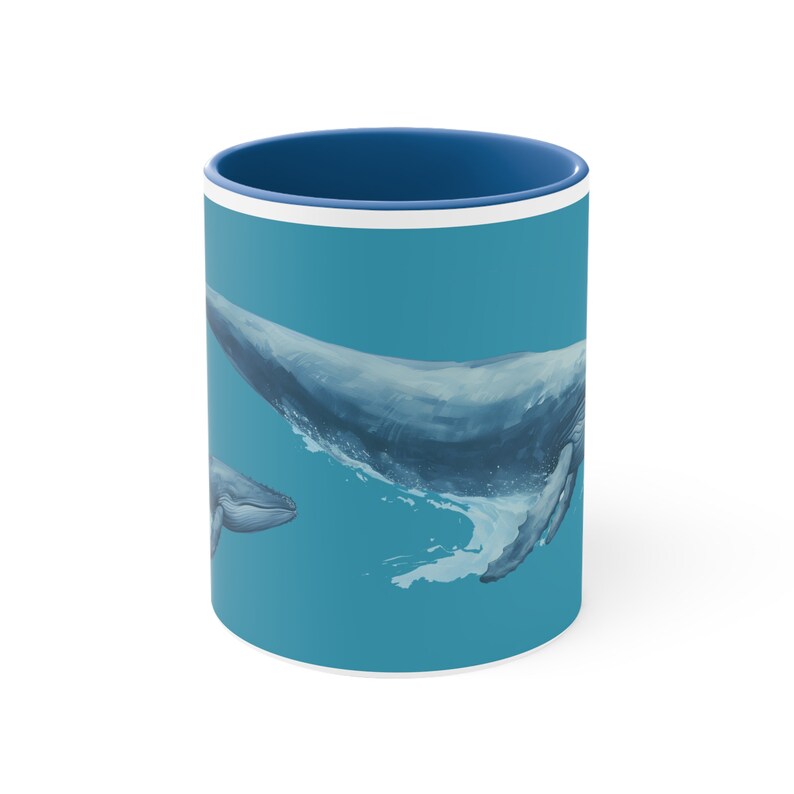 Blue Whale Duo Serenity: Eco-friendly 11oz. Accent Coffee Mug, Whales ...