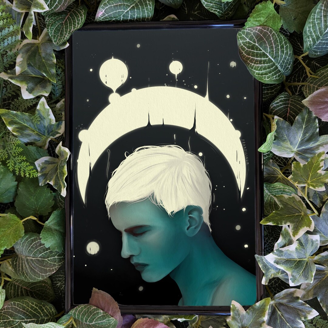 Art Print "blue Moon" | Poster | Postcard | Ethereal | Moon | Stars ...