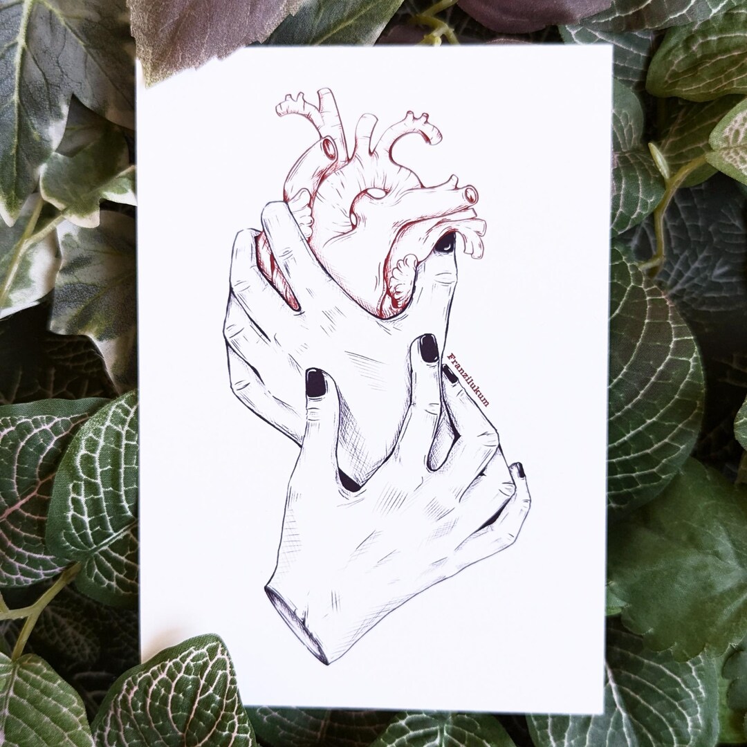 Art Print heart in My Hands Illustration Poster & Postcard Wall Art ...