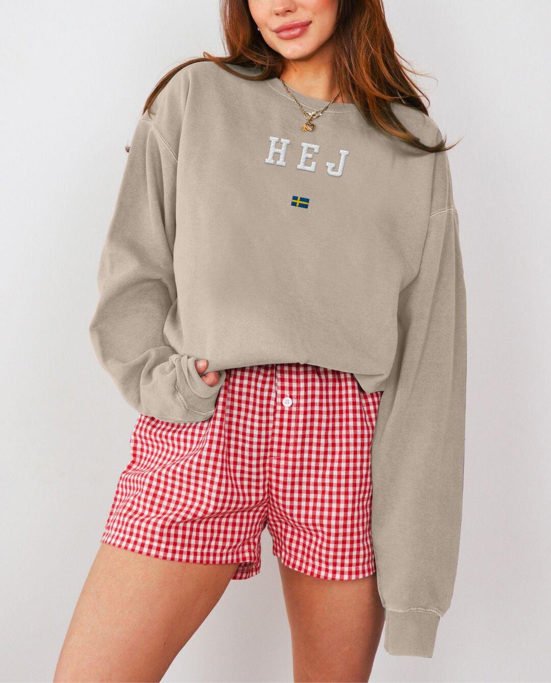 Swedish Sweatshirt HEJ EMBROIDERED Flag Best Nordic Scandinavian Trendy ...