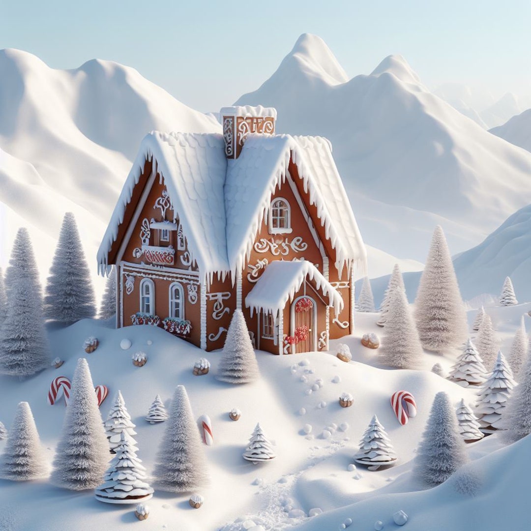 Christmas Gingerbread House Digital Backdrop - Etsy