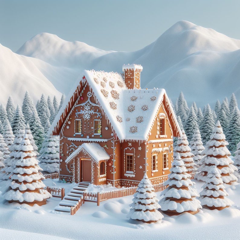 Christmas Gingerbread House Digital Backdrop - Etsy