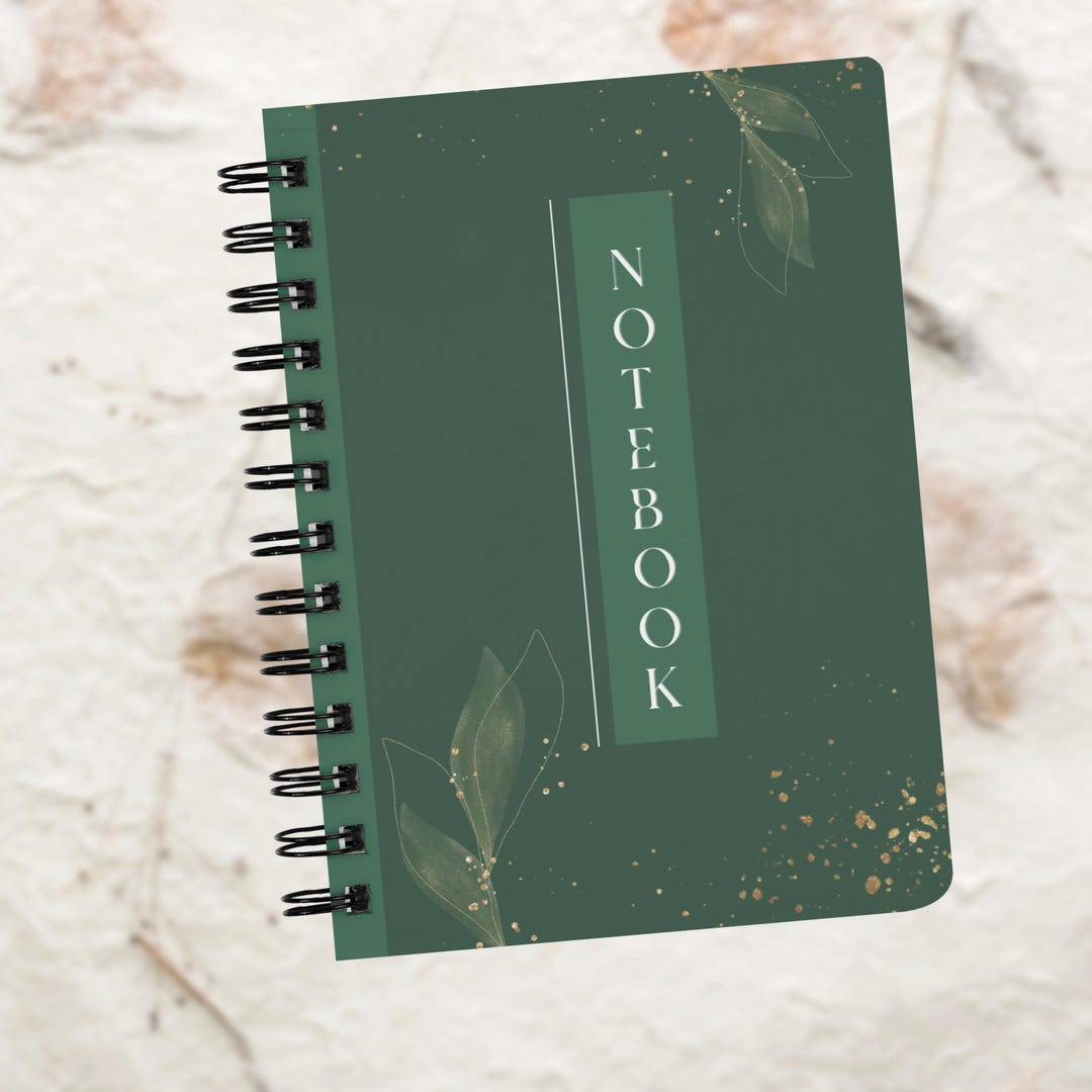 Emerald Green Notebook: Gold Leaves, Spiralbound Journal - Etsy