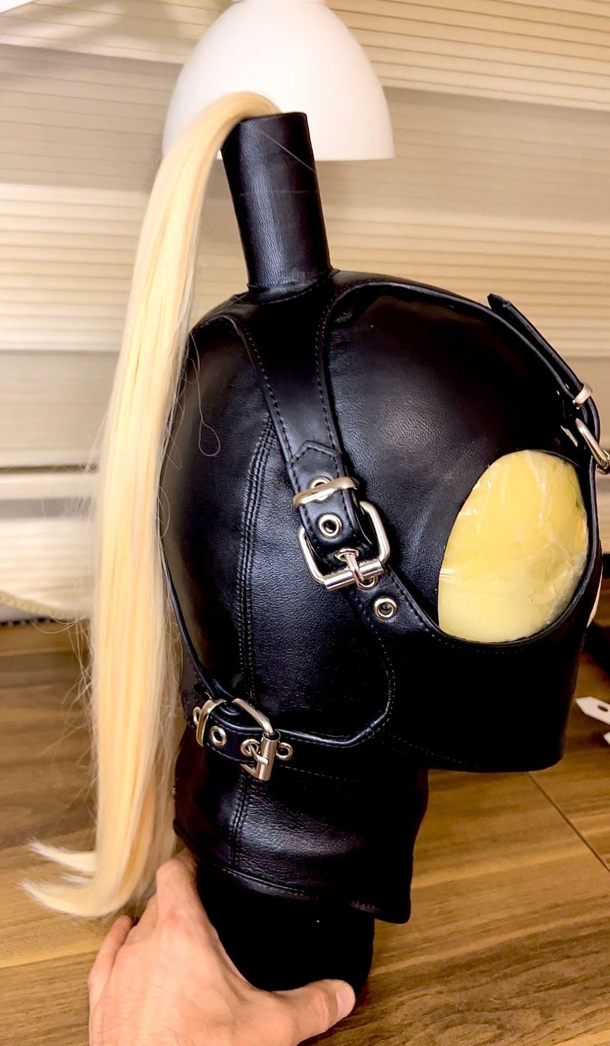 Genuine Leather Ponytail Hood and Octopus Mask - Etsy