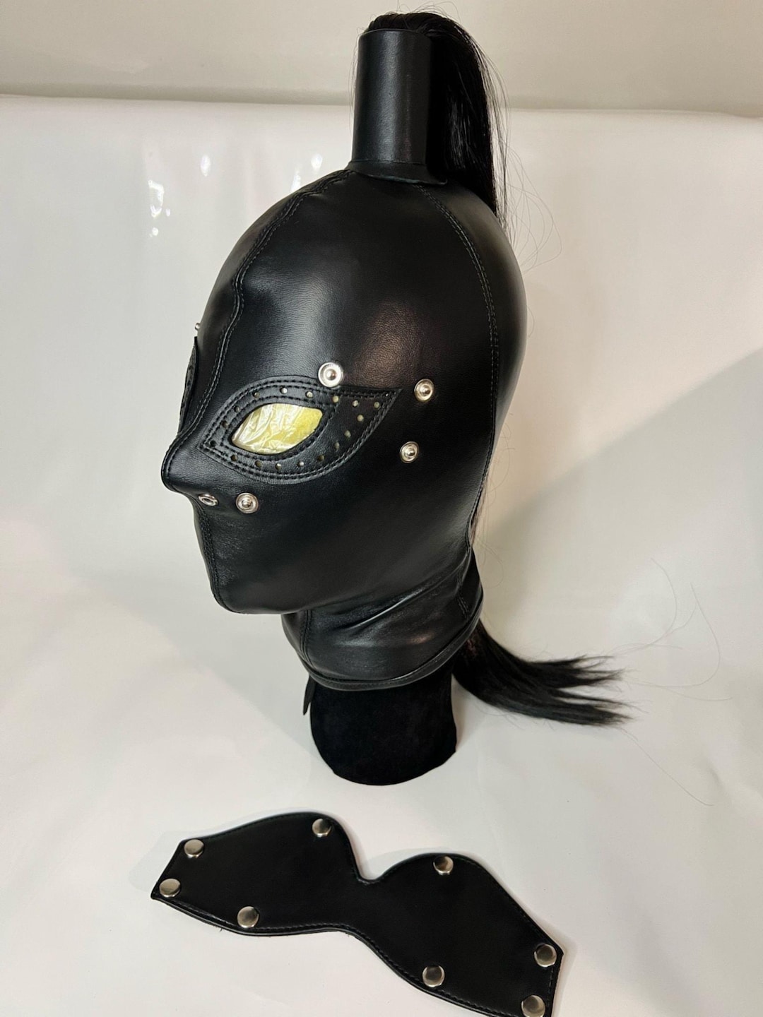 Leather Ponytail Mask - Etsy