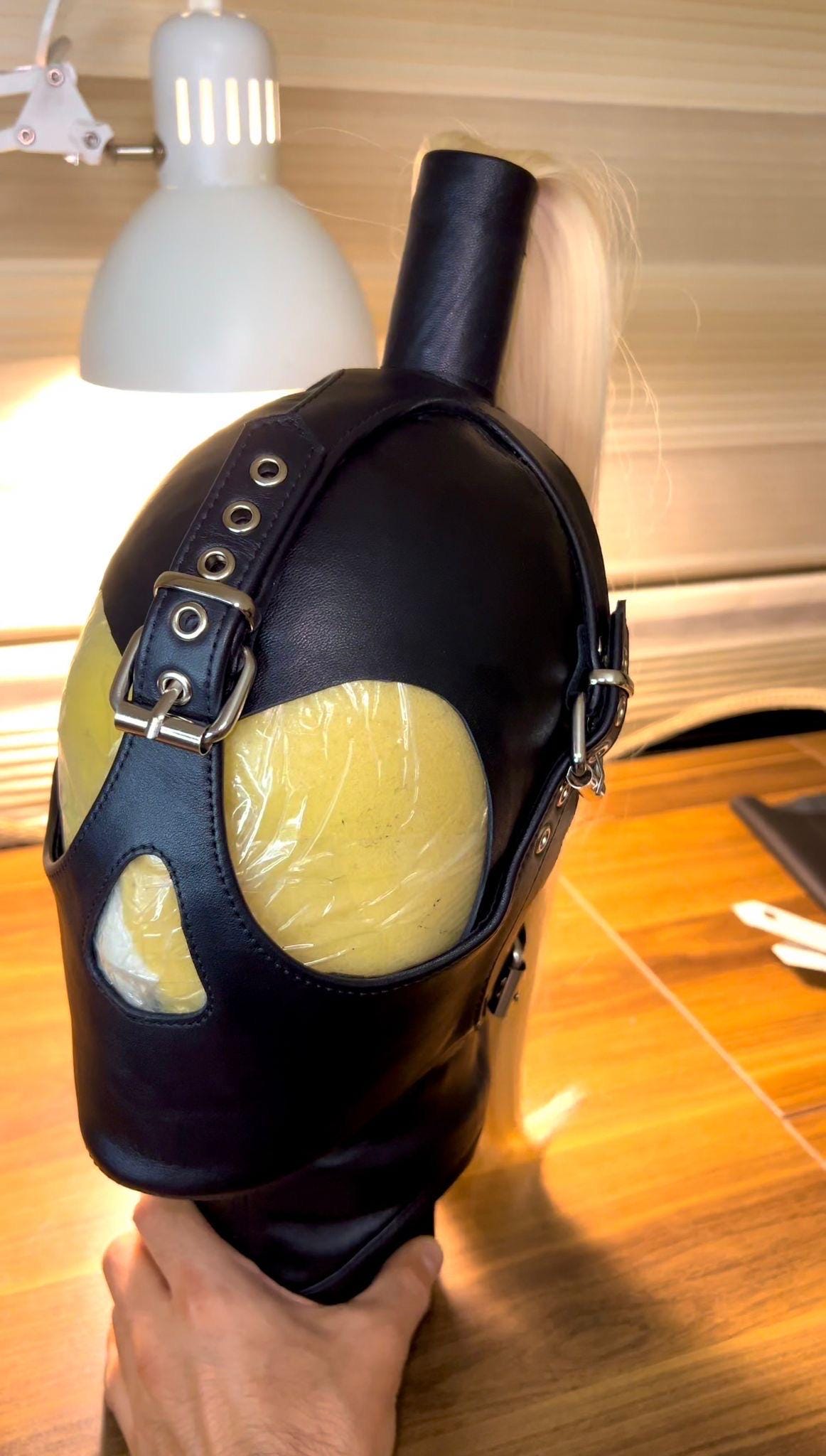 Genuine Leather Ponytail Hood and Octopus Mask - Etsy
