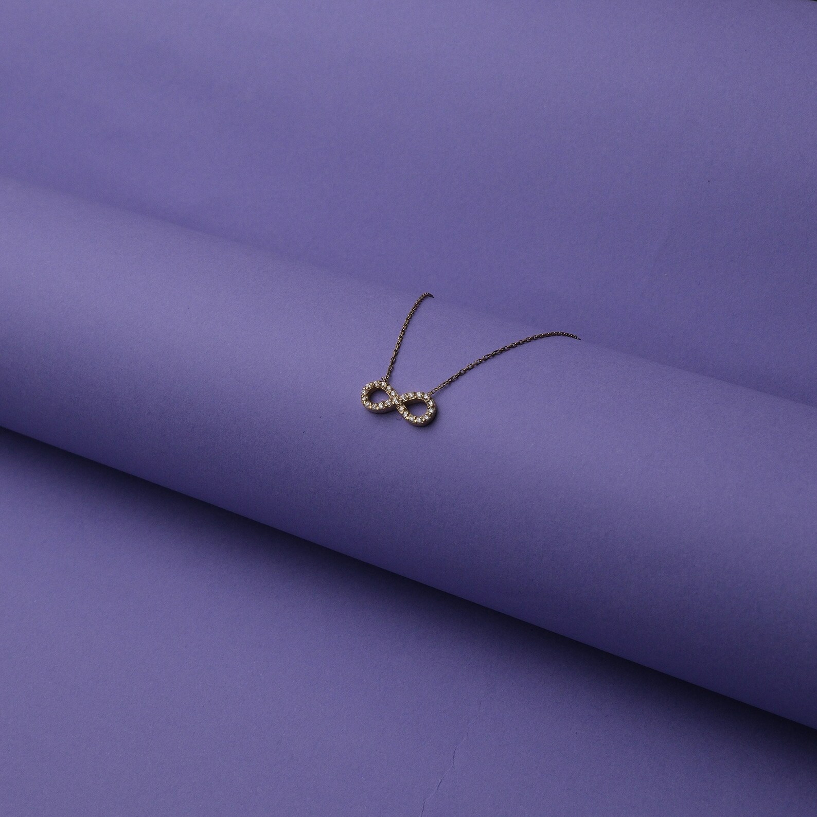 14K Solid Gold Diamond Infinity Necklace, Forever Symbol Charm, Dainty ...