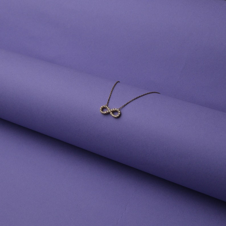 14K Solid Gold Diamond Infinity Necklace, Infinity Symbol Charm, Dainty ...