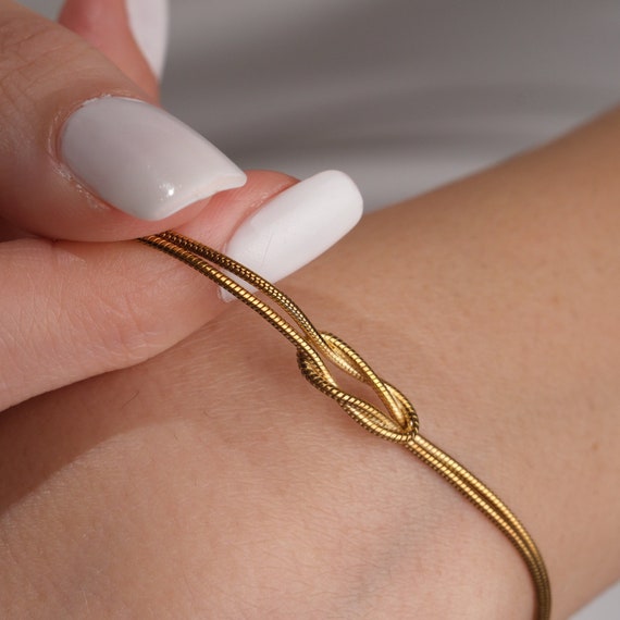 14K Gold Knot Bracelet Gold Love Knot Bracelet Unisex Handmade Jewelry Minimalist Knot Bracelet for Her Summer Bracelet Summer Gifts Etsy