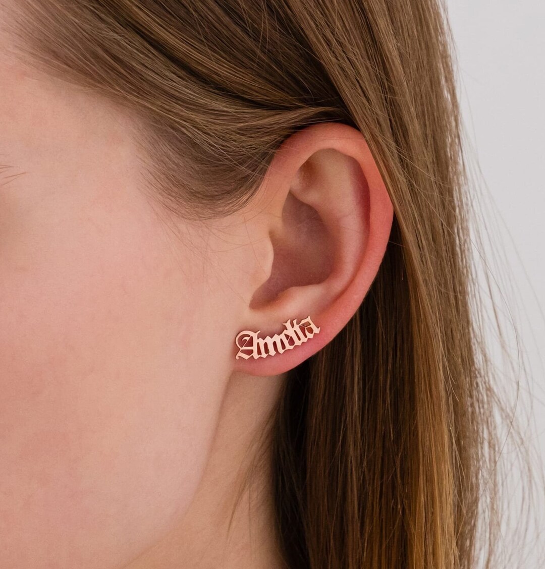 14K Gold Name Earrings, Custom Name Earrings, Minimalist Earrings ...