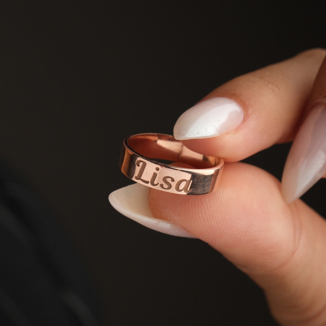 14K Gold Name Ring, Gold Name Ring, Minimalist Ring, Personalized Gift ...