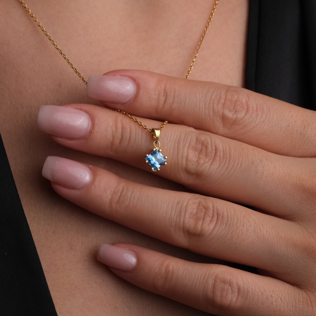 14K Gold Birthstone Necklace, Solitaire Birthstone Necklace, Mother's ...