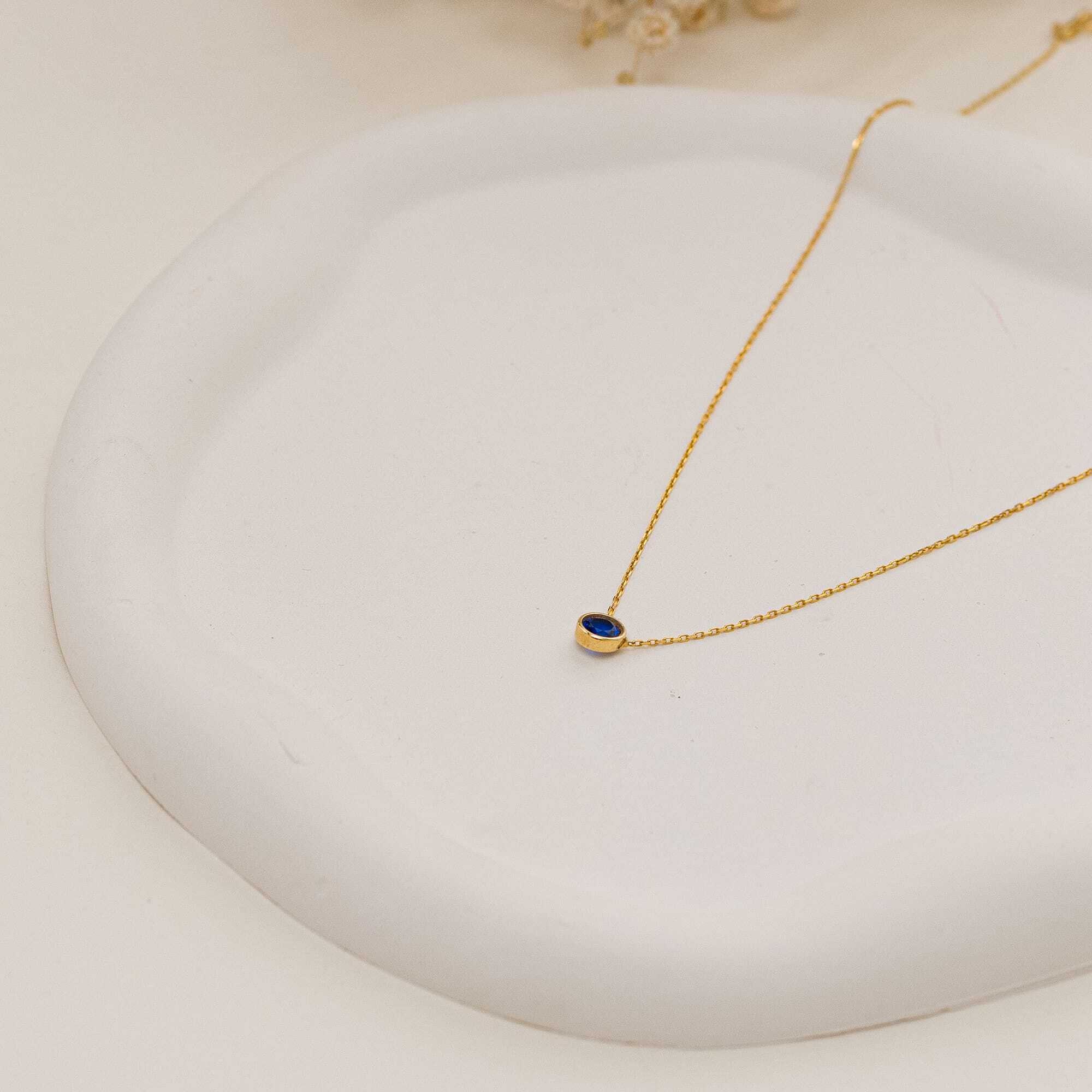 14K Gold Birthstone Necklace, Custom Single Birthstone Necklace ...