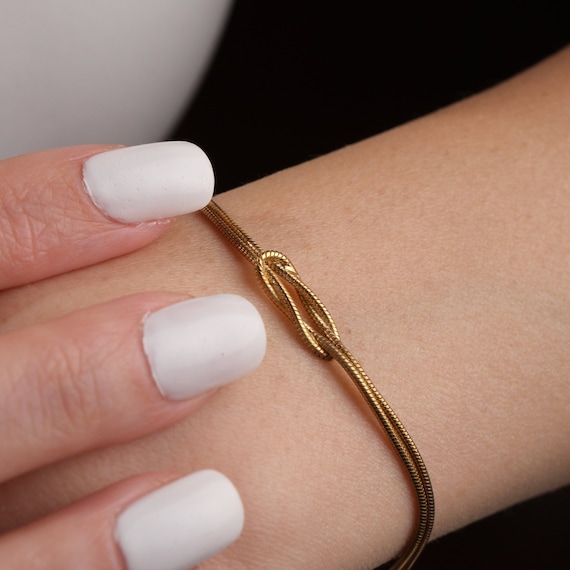 14K Gold Knot Bracelet Gold Love Knot Bracelet Unisex Handmade Jewelry Minimalist Knot Bracelet For Her Summer Bracelet Summer Gifts Etsy