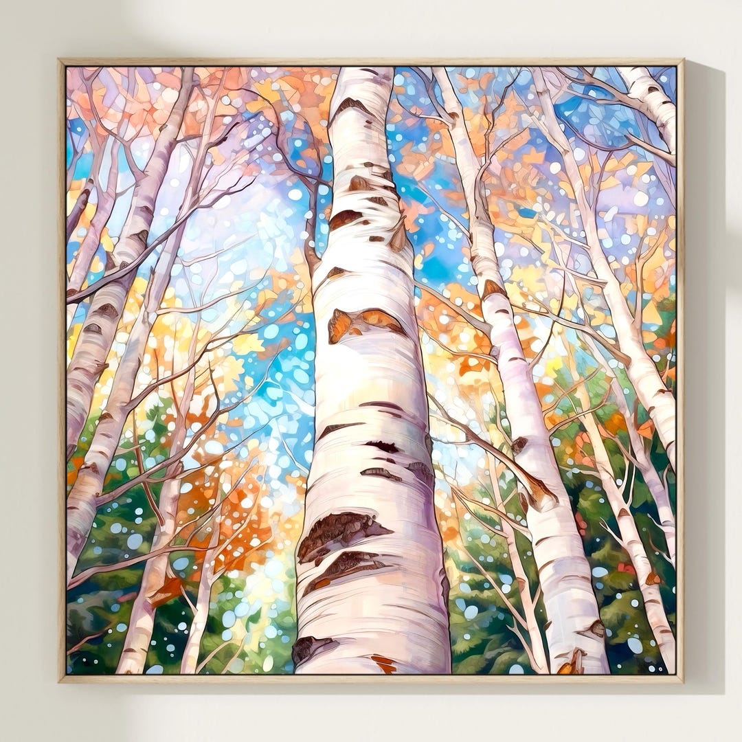 Aspen Trees Print, Birch Tree Painting, Autumn Aspen Wall Art, Colorado ...