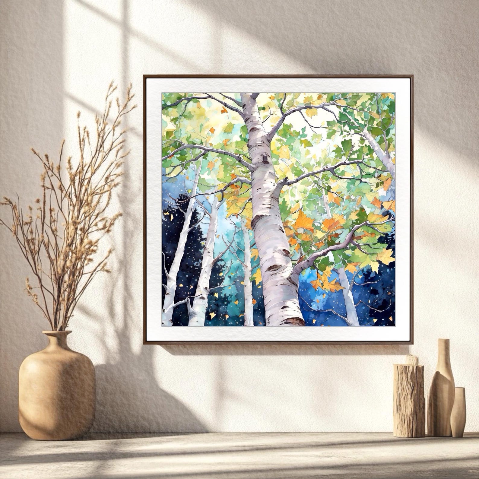 Aspen Trees Art Painting Autumn Aspen Forest Watercolor Art Print Birch ...