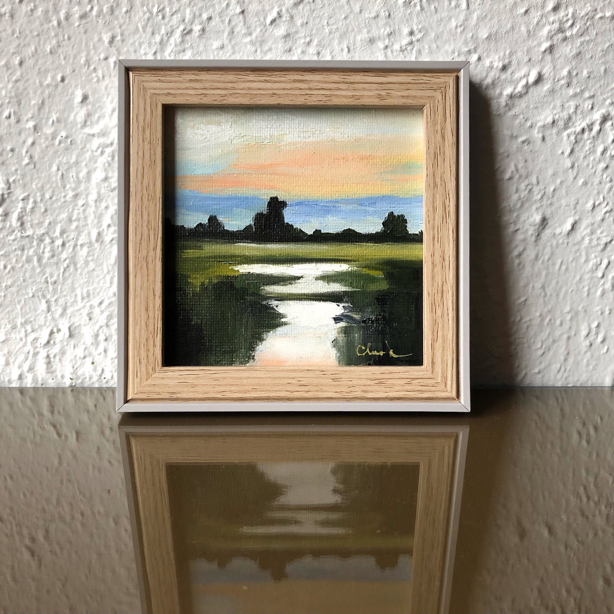 Small Original Oil Painting Landscape, Square Abstract Landscape ...