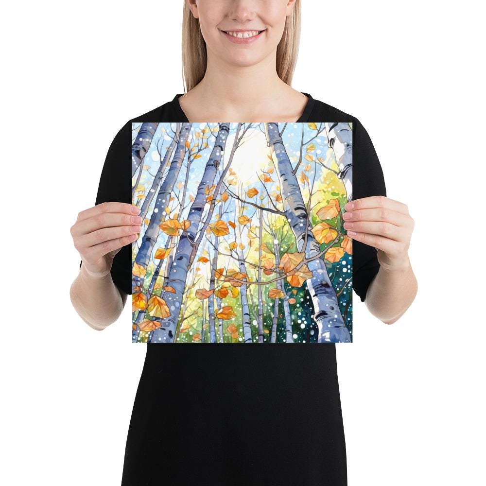 Aspen Forest Art Painting Autumn Aspen Trees Watercolor Art Print Birch ...