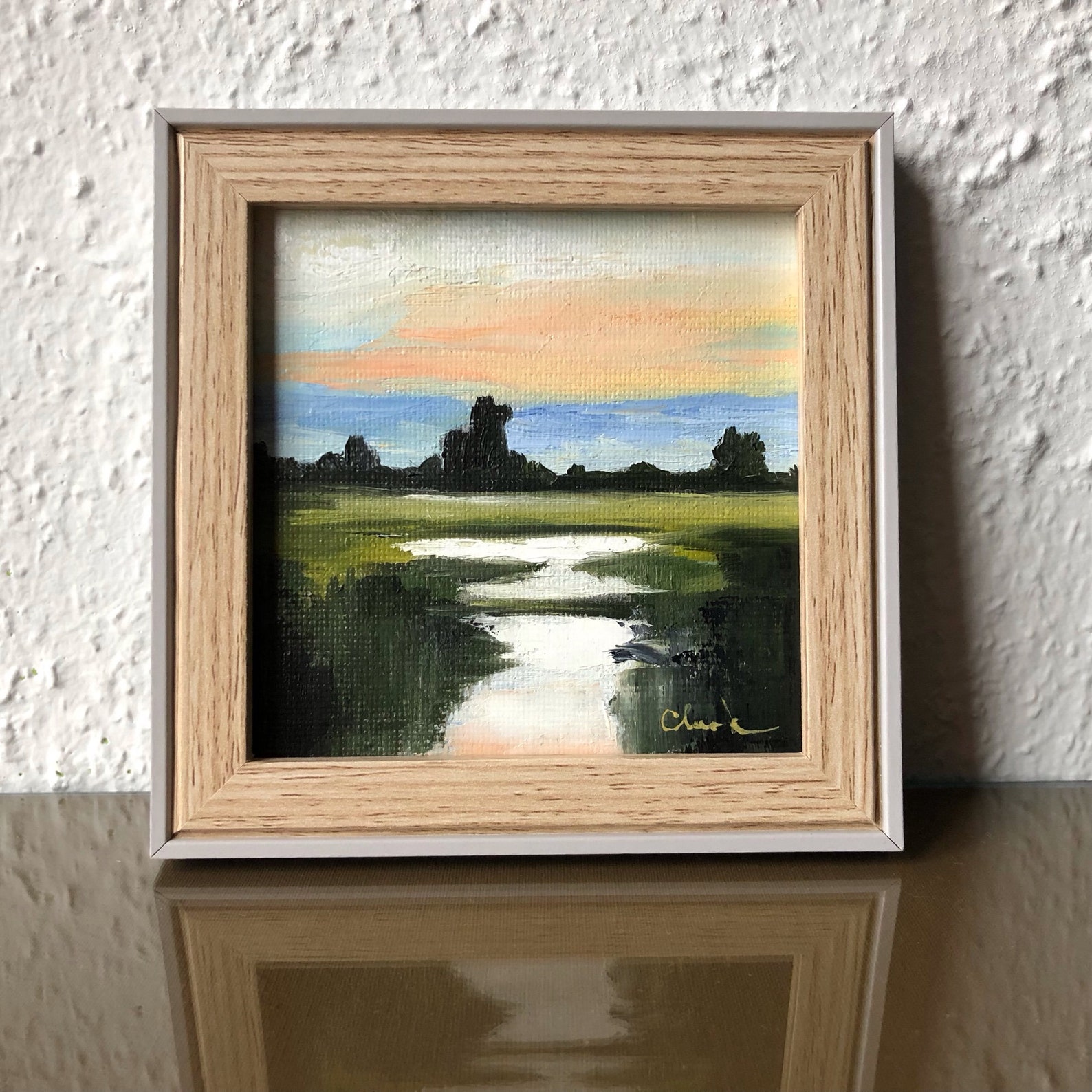 Small Original Oil Painting Landscape, Square Abstract Landscape ...