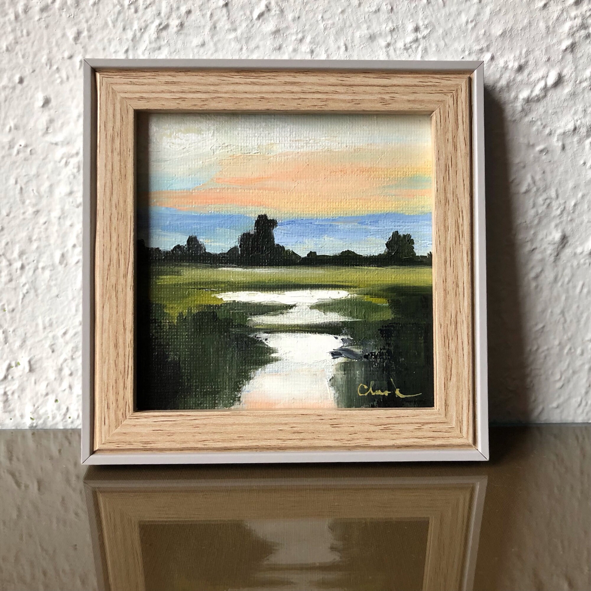 Small Original Oil Painting Landscape, Square Abstract Landscape ...