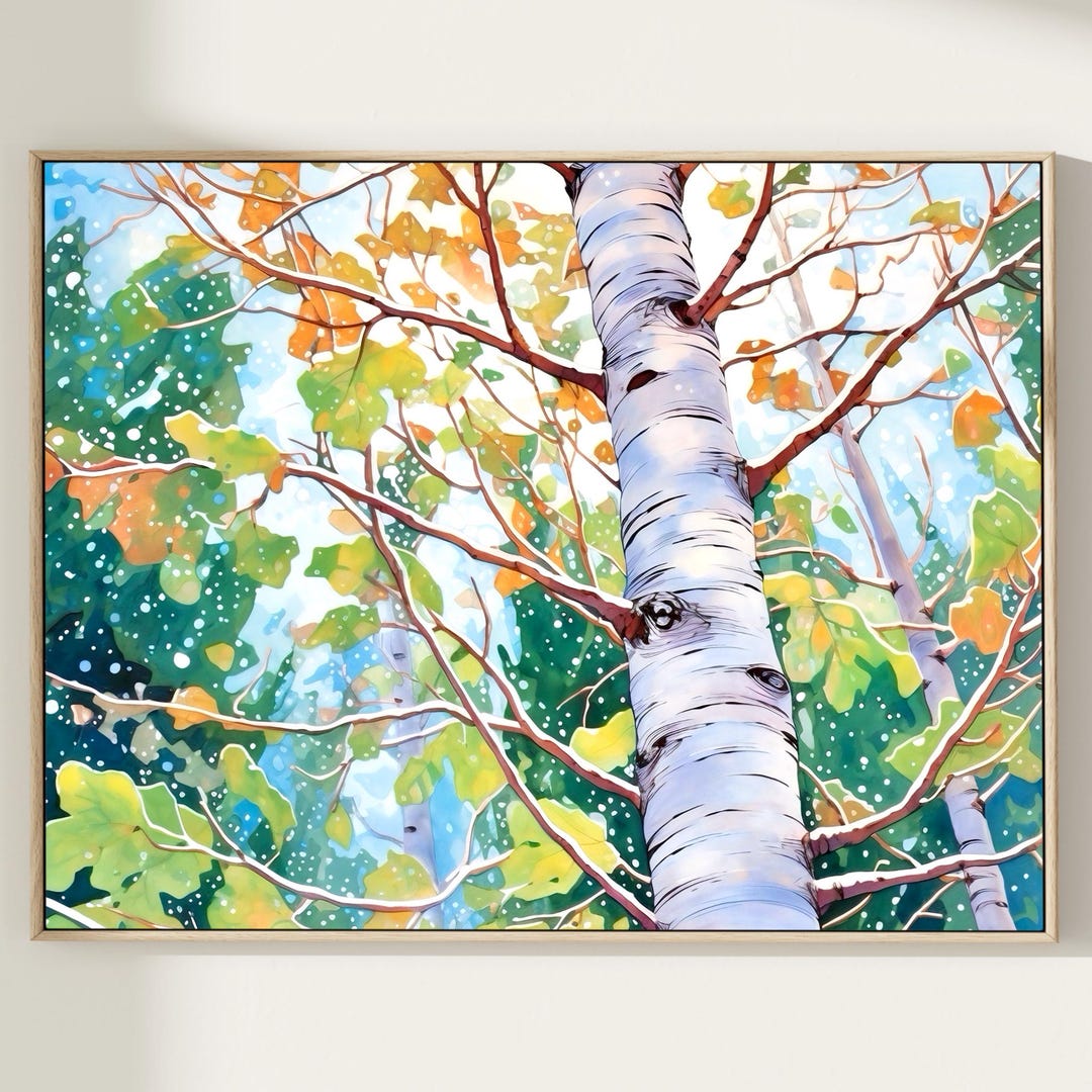 Rustic Nature Landscape Print – Birch Tree Watercolor Wall Decor - Etsy