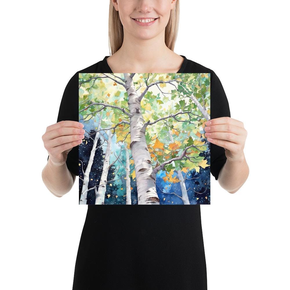 Aspen Trees Art Painting Autumn Aspen Forest Watercolor Art Print Birch ...