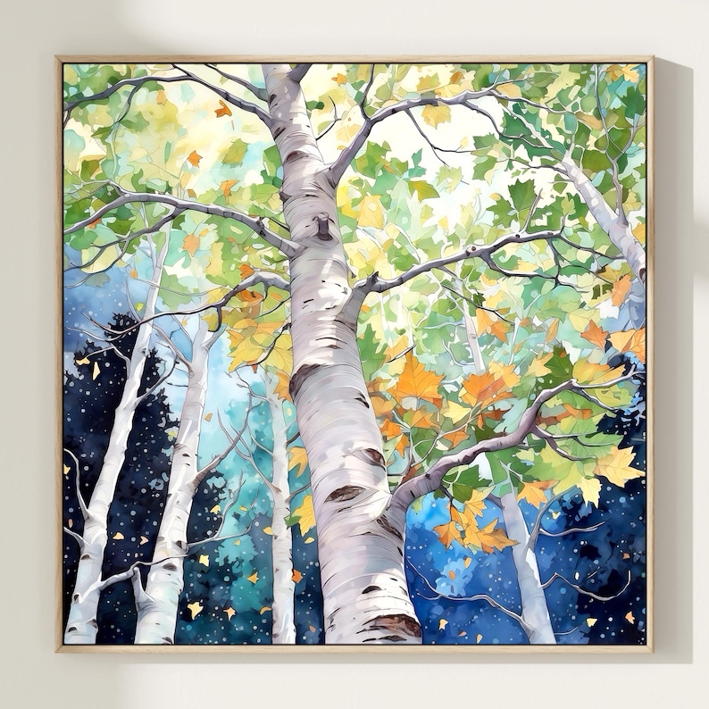 Aspen Trees Art Painting Autumn Aspen Forest Watercolor Art Print Birch ...