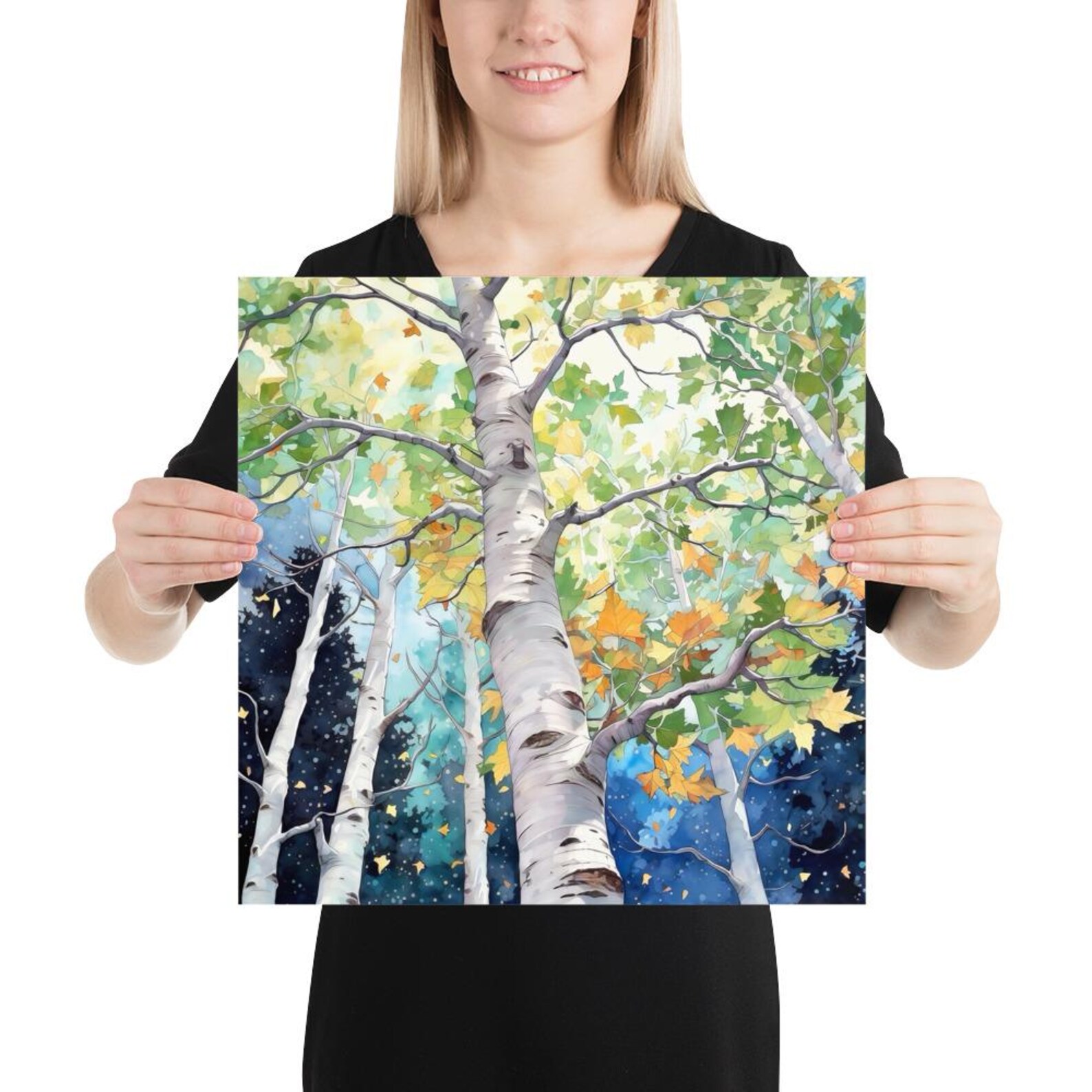 Aspen Trees Art Painting Autumn Aspen Forest Watercolor Art Print Birch ...