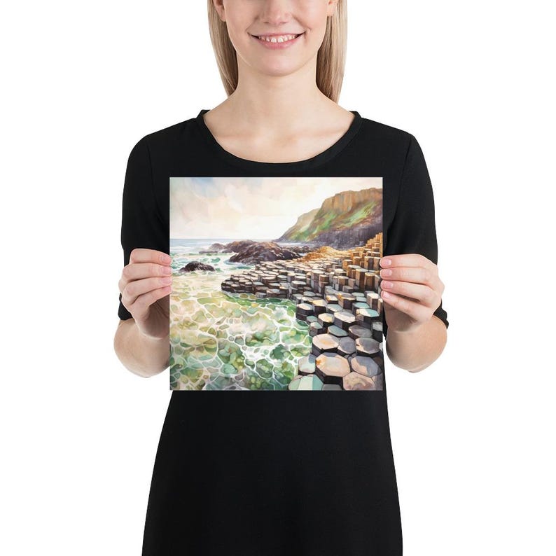 Giant's Causeway Watercolor Art Print: Northern Ireland Landscape - Etsy