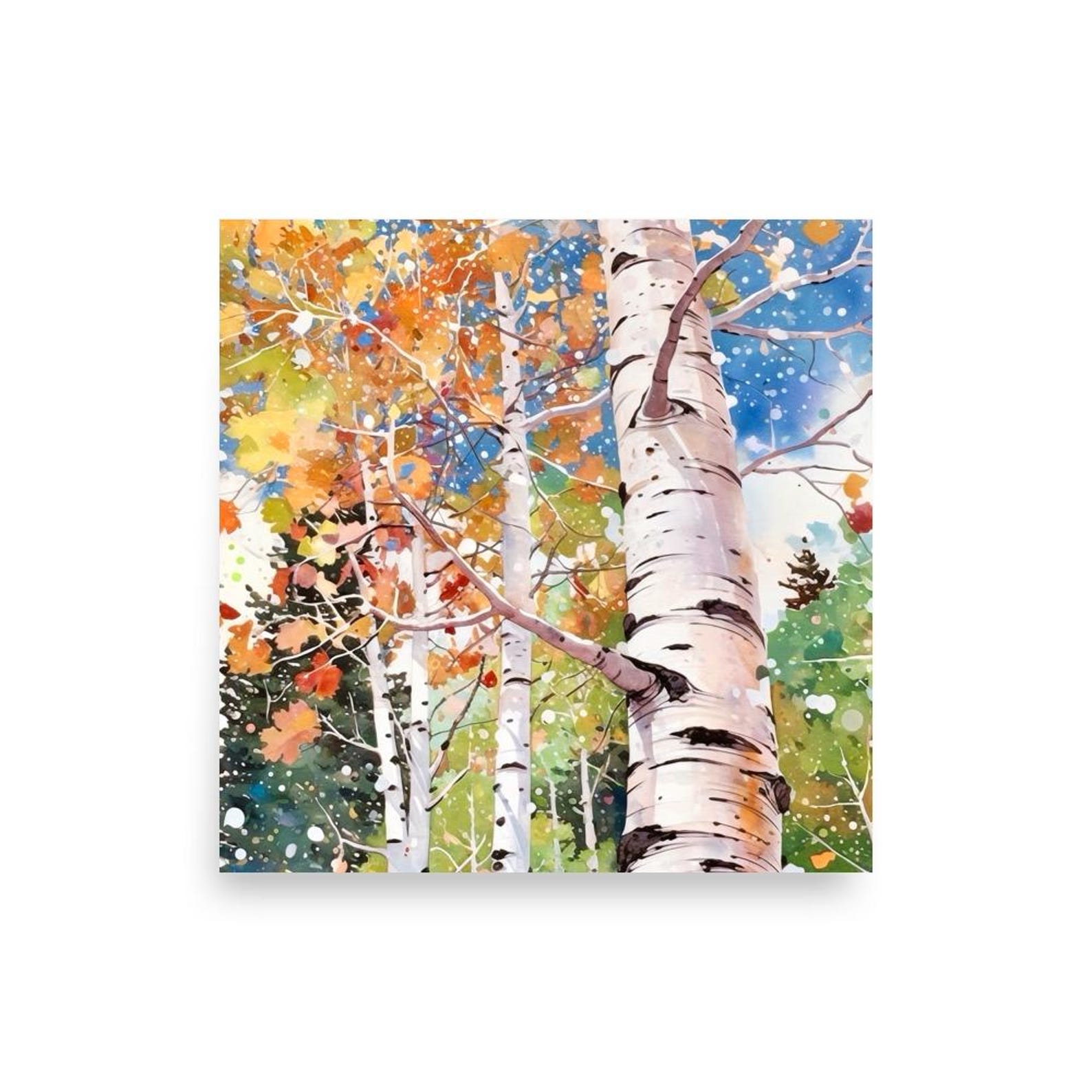 Birch Tree Forest Wall Art Print – Watercolor Landscape Nature Decor - Etsy