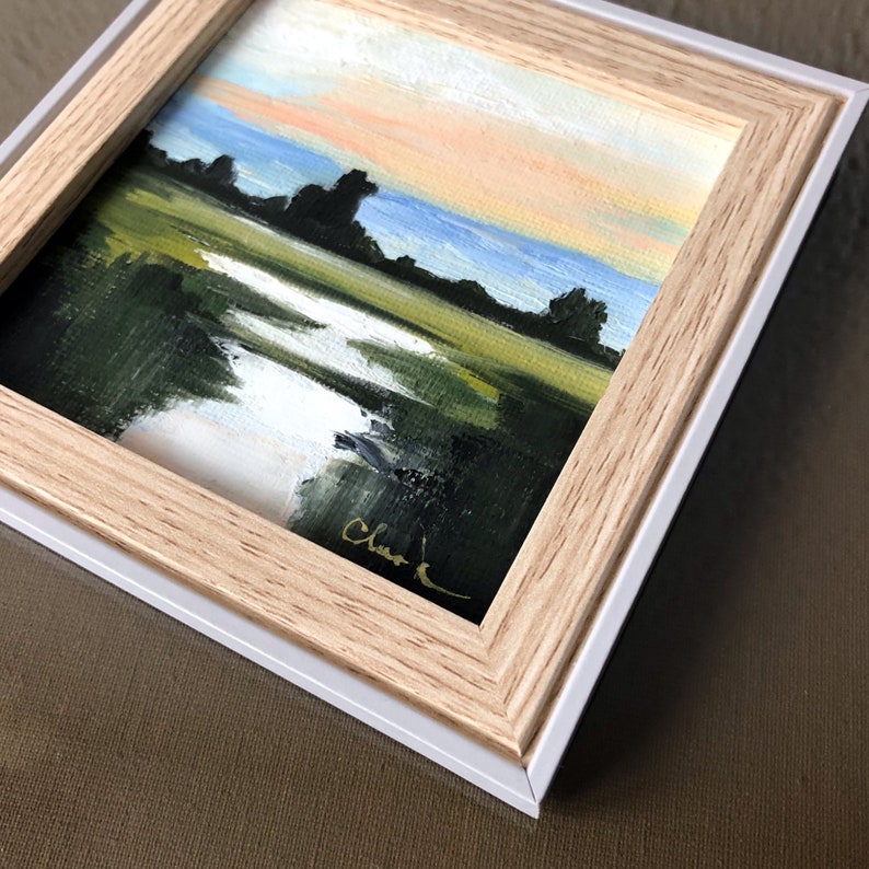 Small Original Oil Painting Landscape, Square Abstract Landscape ...