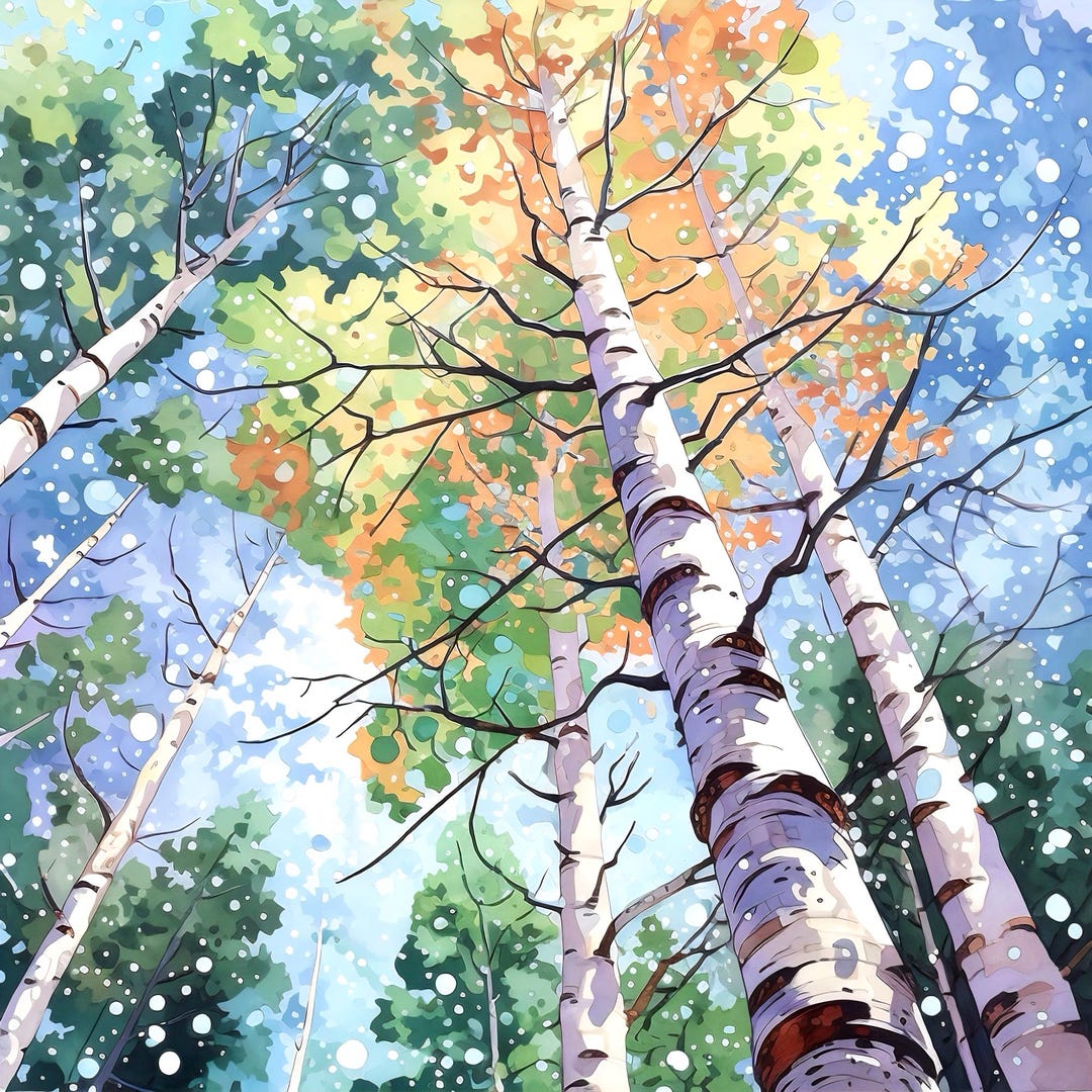 Aspen Trees Art Painting Autumn Aspen Forest Watercolor Art Print Birch ...