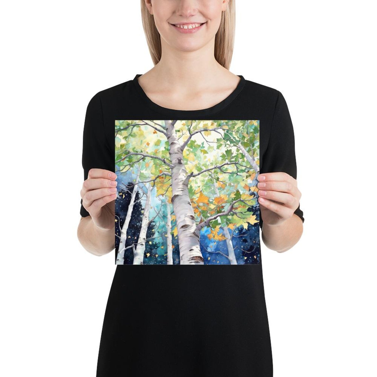 Aspen Trees Art Painting Autumn Aspen Forest Watercolor Art Print Birch ...