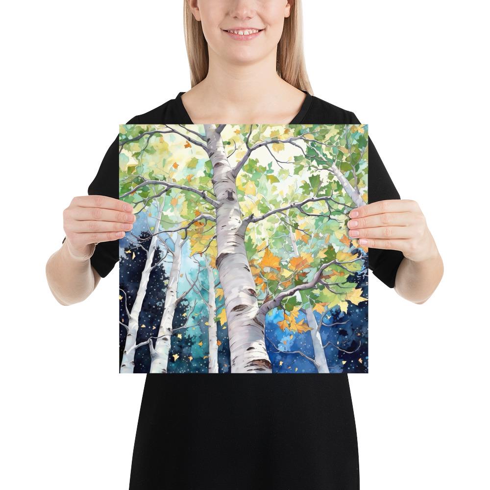 Aspen Trees Art Painting Autumn Aspen Forest Watercolor Art Print Birch ...