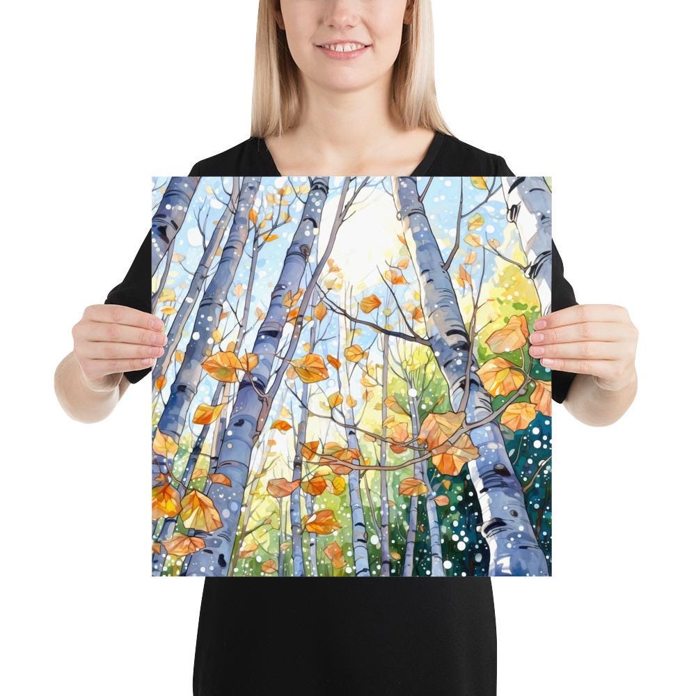 Aspen Forest Art Painting Autumn Aspen Trees Watercolor Art Print Birch ...