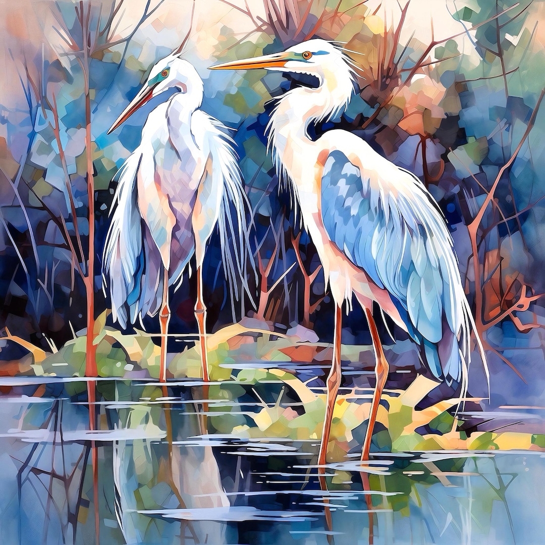 Great Blue Heron Watercolor Painting Art Print, Heron Bird Poster, Home ...